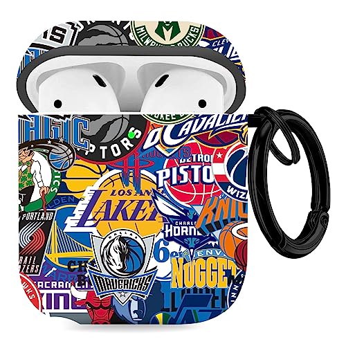 Gedicht for Airpods 2nd Generation Case Sports Basketball Football, Protective TPU Soft Cases Cover Rugged for Apple Airpod 1st Generation Case with Keychain for Women Men,Basketball
