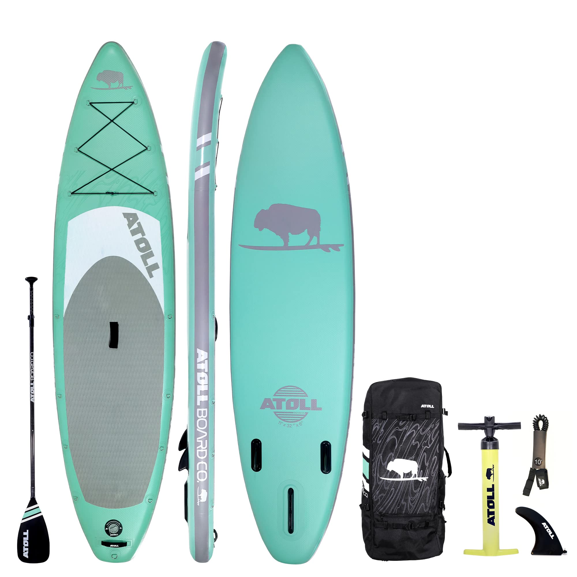 Atoll Inflatable Paddle Board with Premium SUP Stand Up Paddle Board Accessories & Back Pack, Non-Slip Comfort Deck for Unisex Adult - 11ft (Desert Sand)