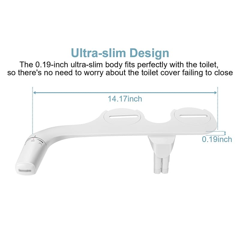 DFHBFG Bidet Attachment -Slim Toilet Seat Attachment Dual Nozzle Bidet Adjustable Water Pressure (Color : D, Size : 3/8)