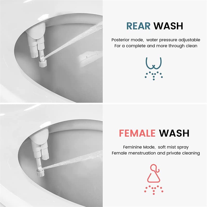 DFHBFG Bidet Attachment Toilet Seat Attachment Dual Nozzle Bidet Adjustable Water Pressure Non-Electric Ass Sprayer