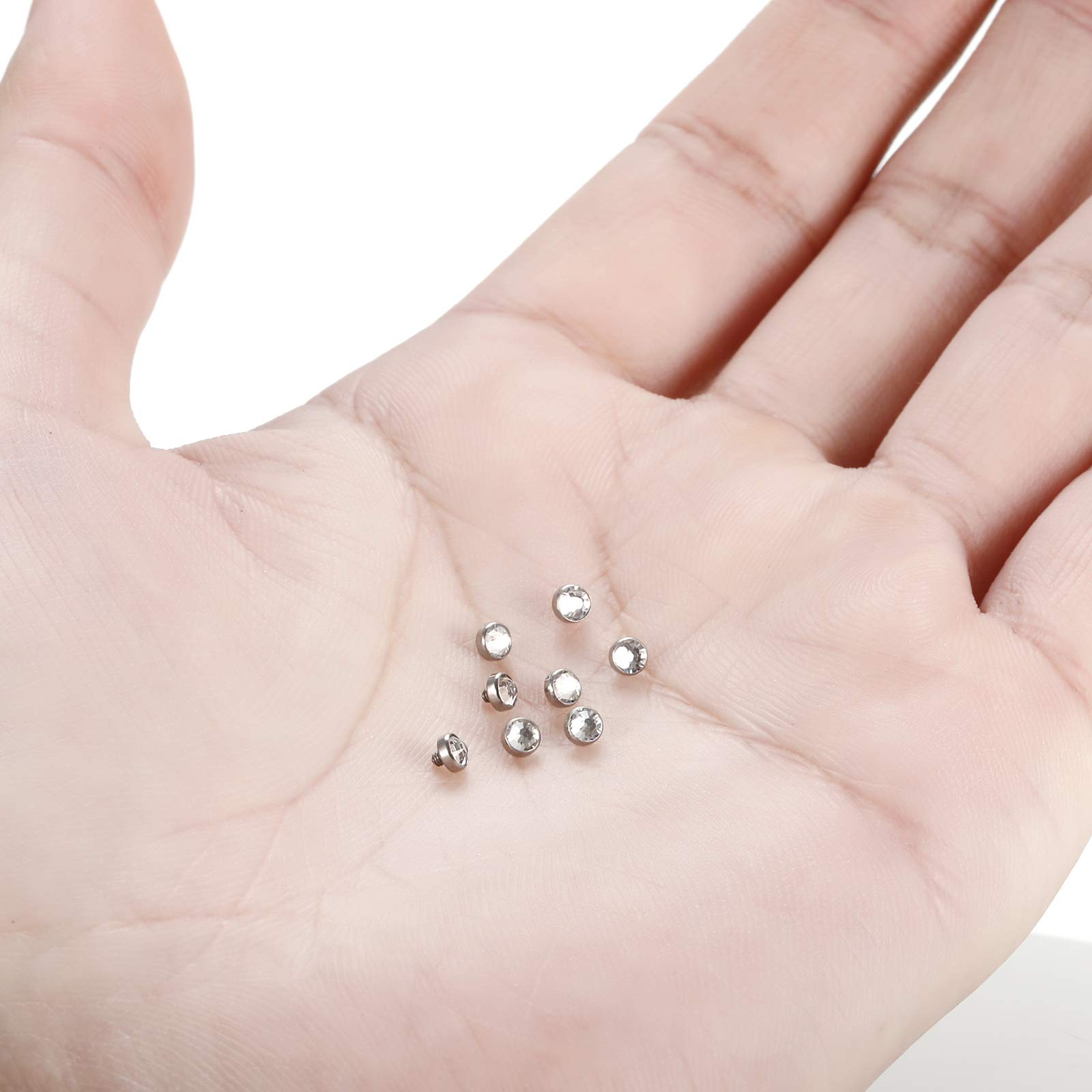 Xpircn 14G Titanium Dermal Anchor Tops Clear CZ Micro Dermal Piercing Jewelry 3mm Round Top 8PCS