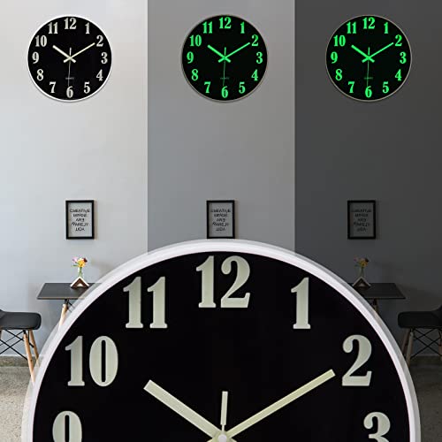 NESIFEE 12 Inch Glow in The Dark Wall Clock,Night Light Wall Clock,Silent Non-Ticking, Battery Operated Wall Clocks for for Living Room Kitchen Office Bedroom