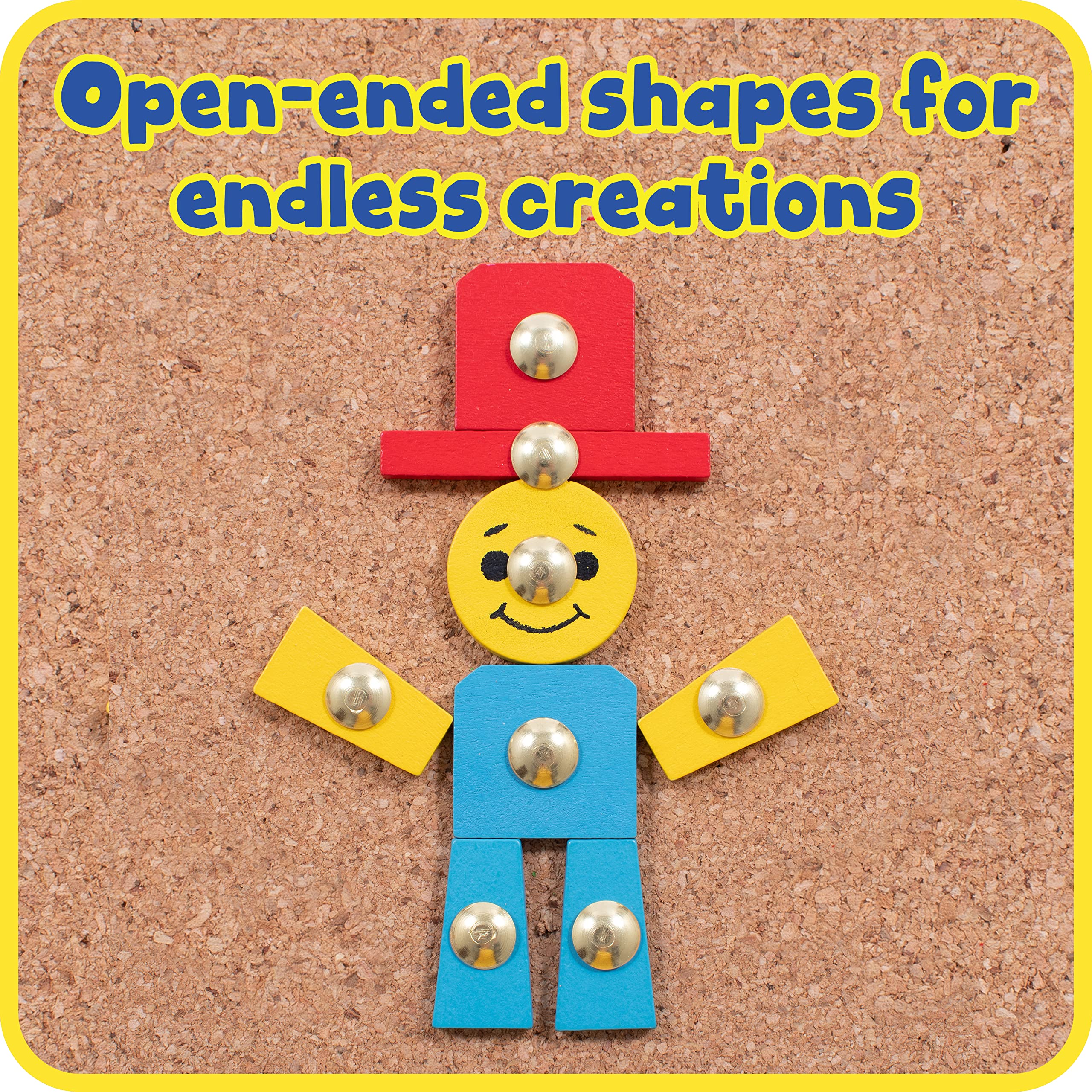 READY 2 LEARN Tack A Tile - Wooden Hammer Toy for Kids Aged 4 and up - 100 Shapes - Big Corkboard - Kid-Friendly Tacks - Foster Imagination, Fine Motor Skills and Reasoning