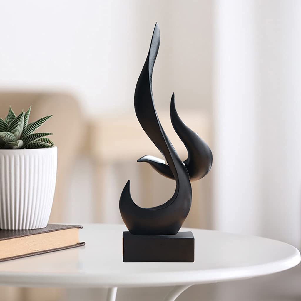 Resin Art Statue Minimalist Figurines Abstract Sculpture Desk Table Sculpture Ornaments for Home Bedroom Living Room Garden Office - Black