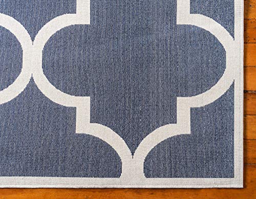 Unique Loom Trellis Collection Modern Morroccan Inspired with Lattice Design Area Rug, 2' 2" x 3' 1" Rectangle, Navy Blue/Beige