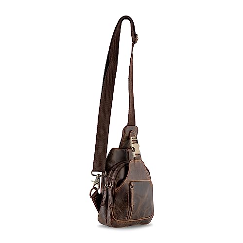 SIXTEASE Crossbody Bag for Women Vintage Style Genuine Leather, Upcycled Canvas, Rug, or Hair On - Cross Body Womens Bags with Inside Zipper Pockets - Crete