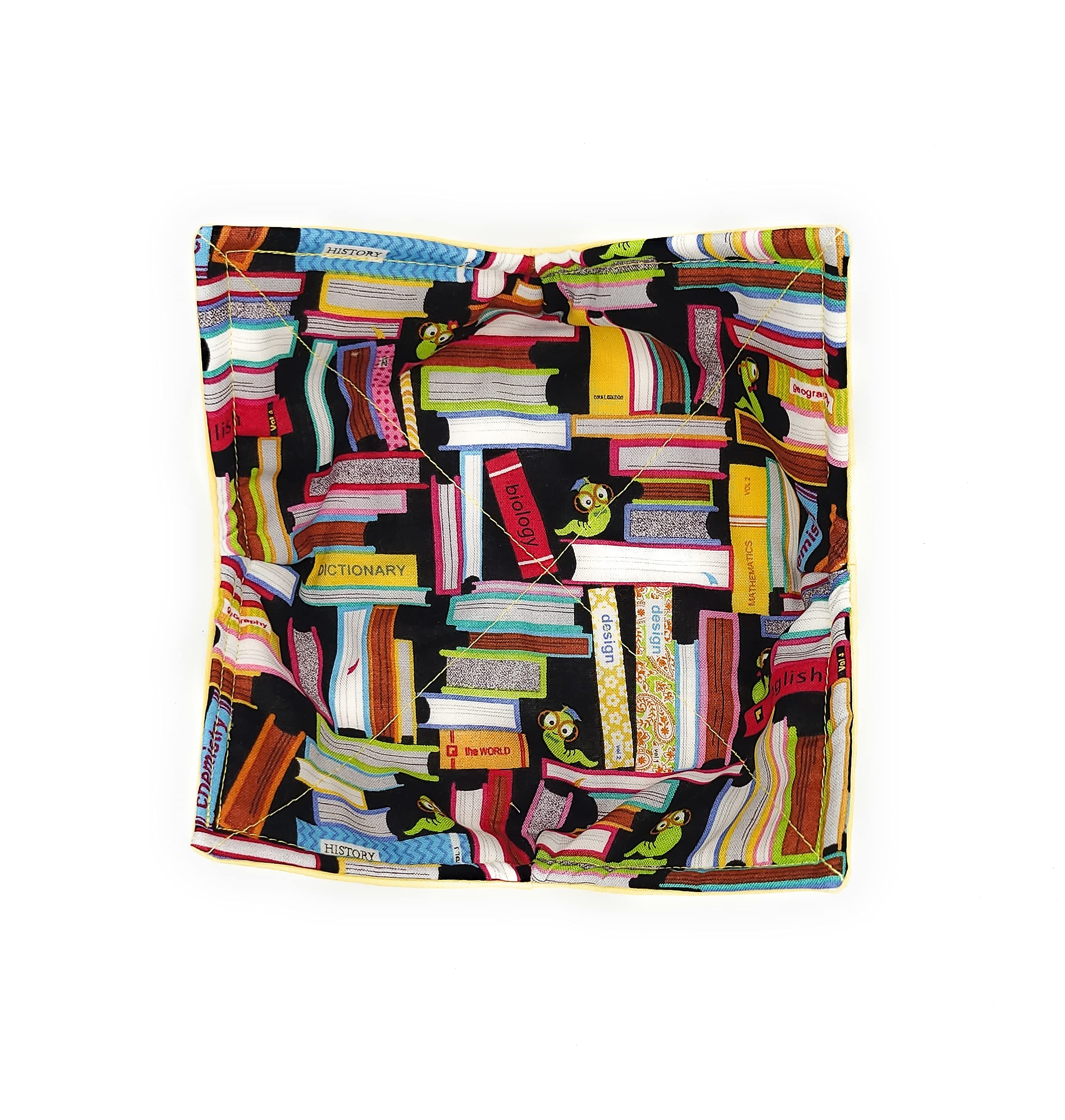 Bookworm Microwave Bowl Cozy Books Library Librarian Bibliophile Reversible Microwave Soup Bowl Holder Handmade Housewarming Hostess Gifts Under 10