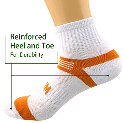 BIOAUM Men's Athletic Socks Size 10-13 - 6 Pairs Cotton Quarter Socks for Running, Workout, Work