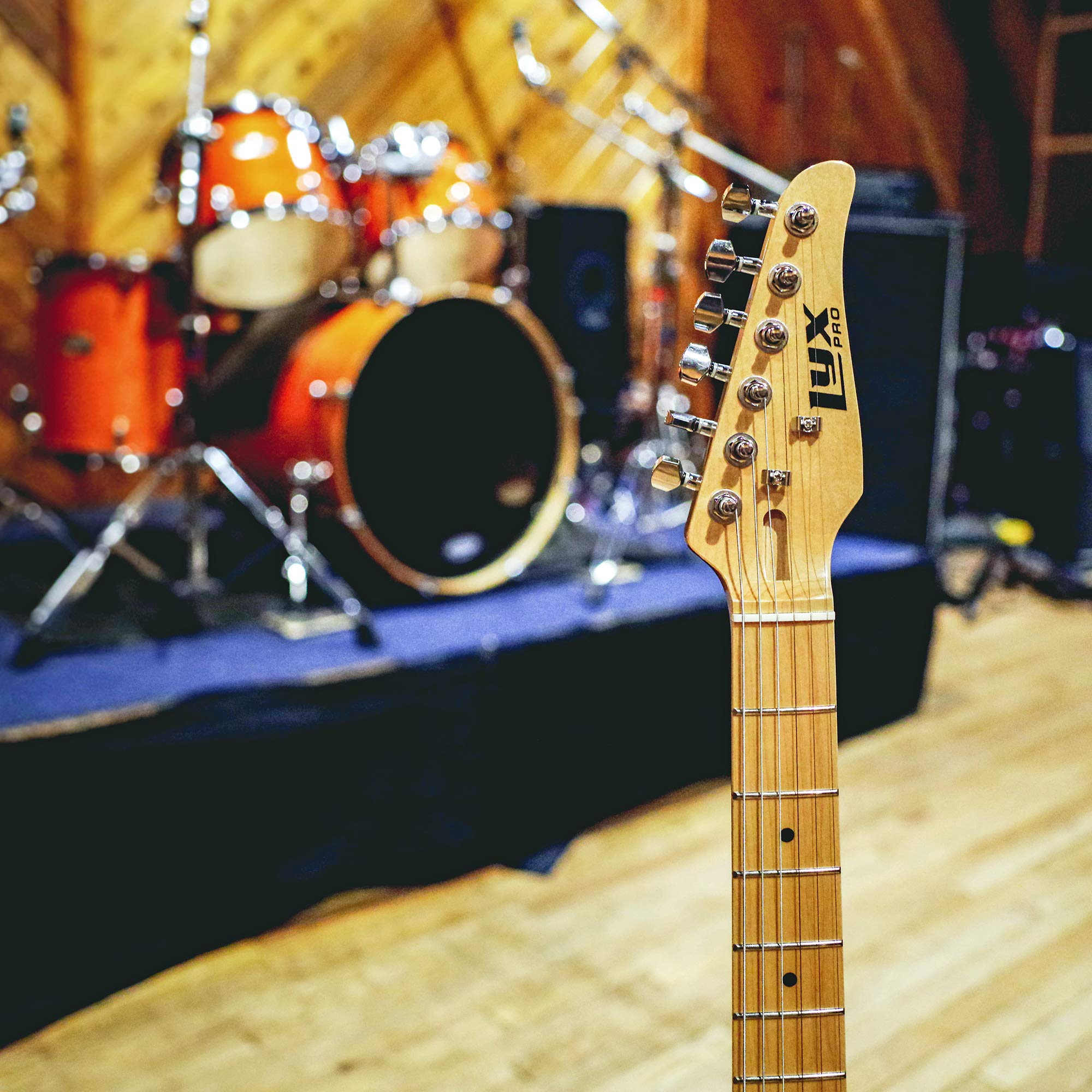 LyxPro 39” Electric Guitar TL Series, Full-Size Paulownia Wood Body, 3-Ply Pickguard, C-Shape Neck, Ashtray Bridge, Quality Gear Tuners, 3-Way Switch & Volume/Tone Controls, 2 Picks Included, Natural