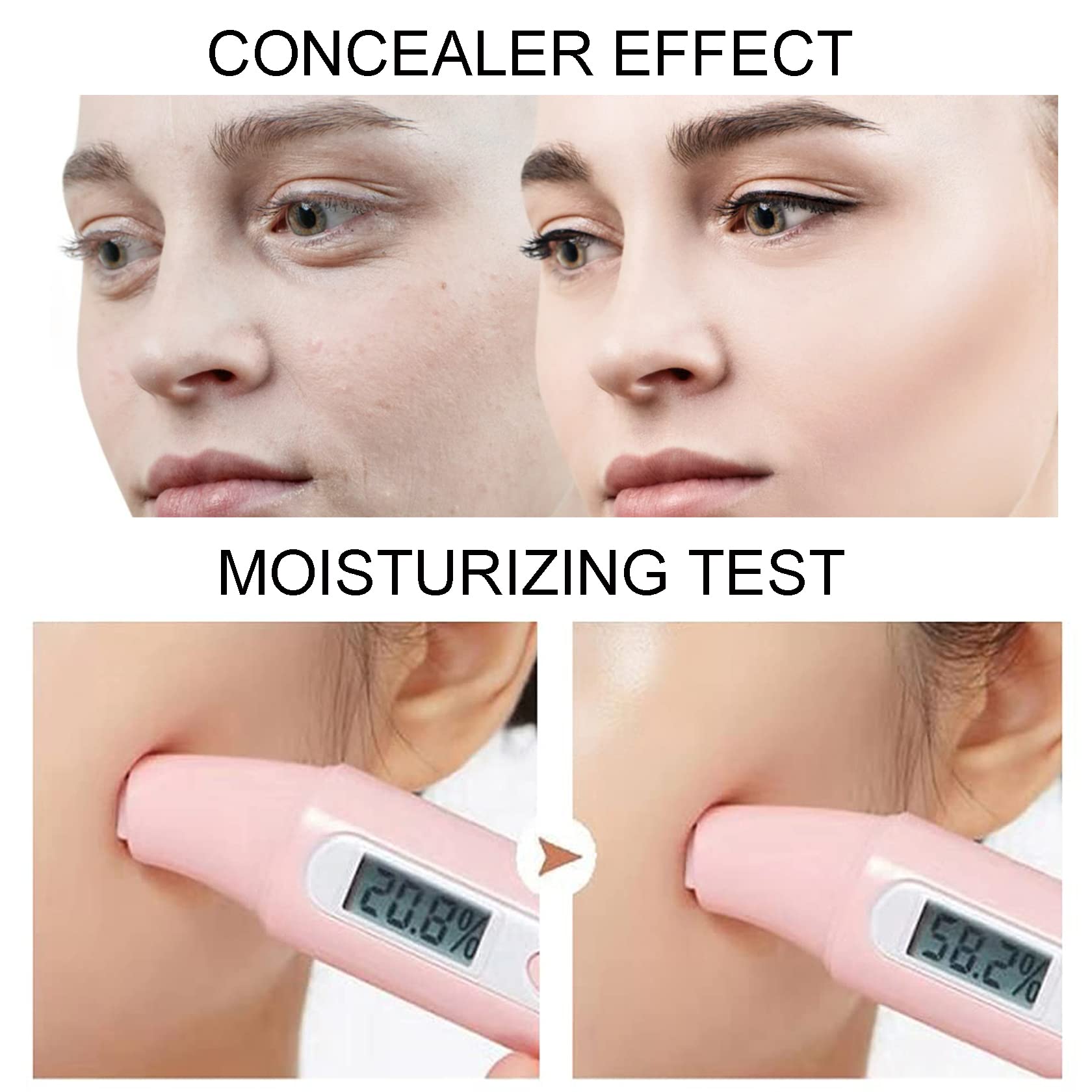 CAHIUYOA 2PCS Mushroom Head Air Cushion CC Cream BB Cream Foundation Full Coverage Foundation 24HR Matte Oil Control Concealer With Makeup Face Primer & Petal-Shaped Cosmetics Brush(Natural)
