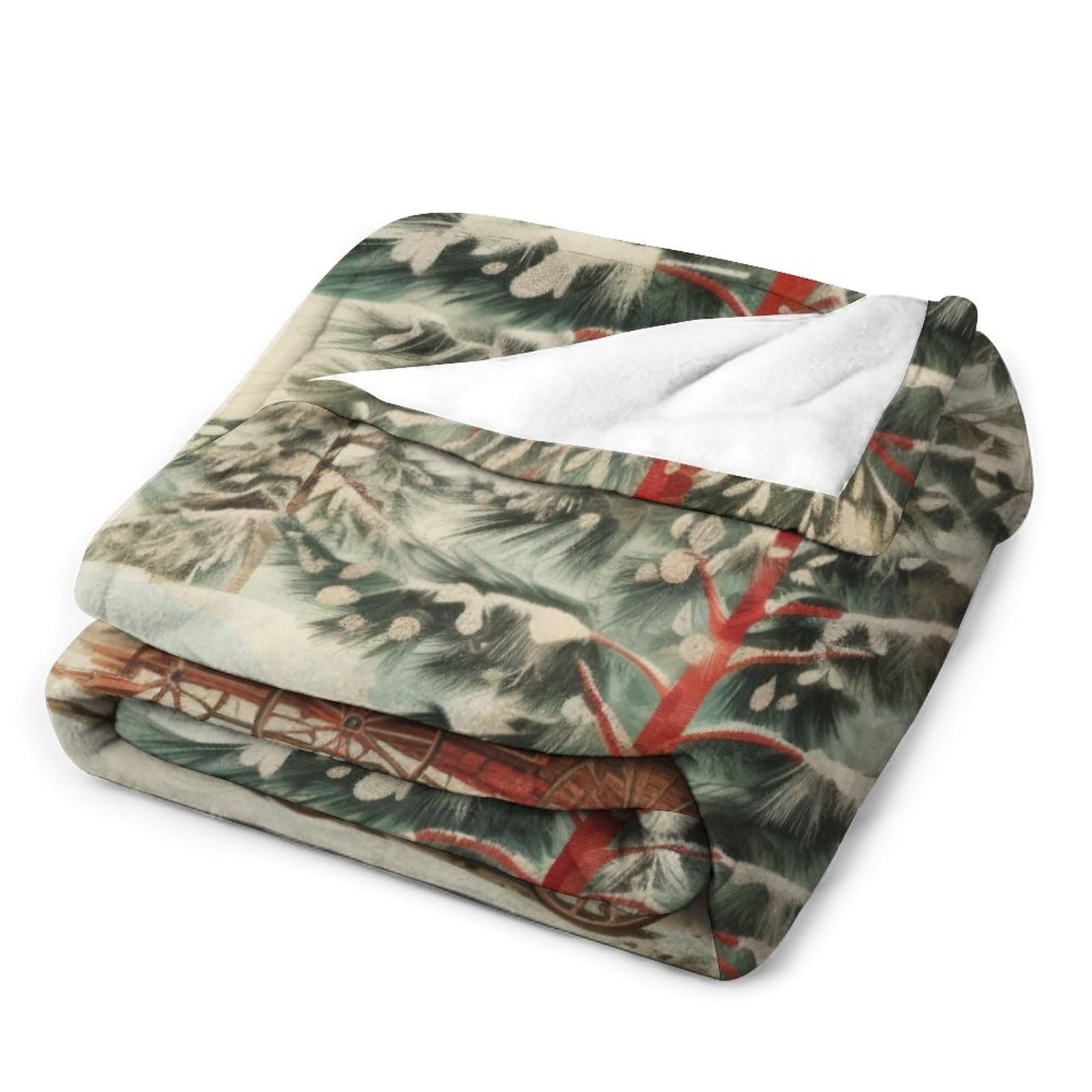 Blanket Wintery Birds and Trees Throw Blankets Rustic Country Holiday Soft Flannel Cozy Blankets for Couch Sofa Bed for Adults Kids Boys Teens Gift 30"x40"