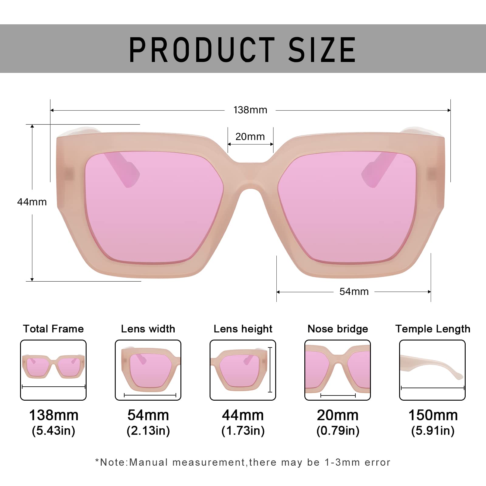 Oversized Square Polarized Sunglasses for Women Trendy Classic Retro Large Frame Black Sunglasses Ladies Shades UV400 Protection