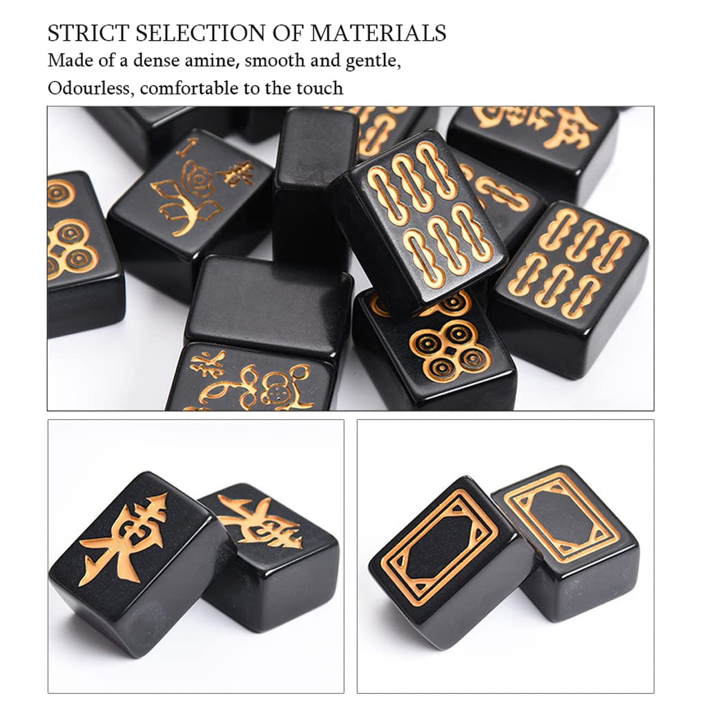 Classic Mahjong Game Set,Mah Jong Sets,144 Black Mah-Jongg Tiles,Traditional Mahjongg Games for Family Game