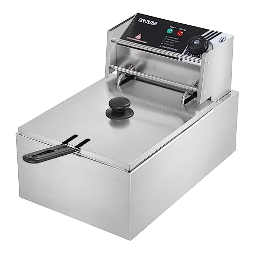 ROVSUN 11.4QT Electric Deep Fryer w/Basket & Lid, Countertop Kitchen Frying Machine, Temperature Adjustable Stainless Steel French Fryer for French Fries, Donuts, 2.5KW 60Hz 110V