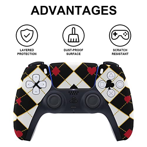 Card Suits White Black Diamond Full Protective Skin Cover Design Wrap Decal Sticker Compatible with PS5 Digital Edition Console and Controller