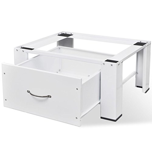 BULANED Washing Machine Pedestal with Drawer Washing Machine Base Wash and Dryer Stand Washing Machine Stand Base Portable Dryer Stand White