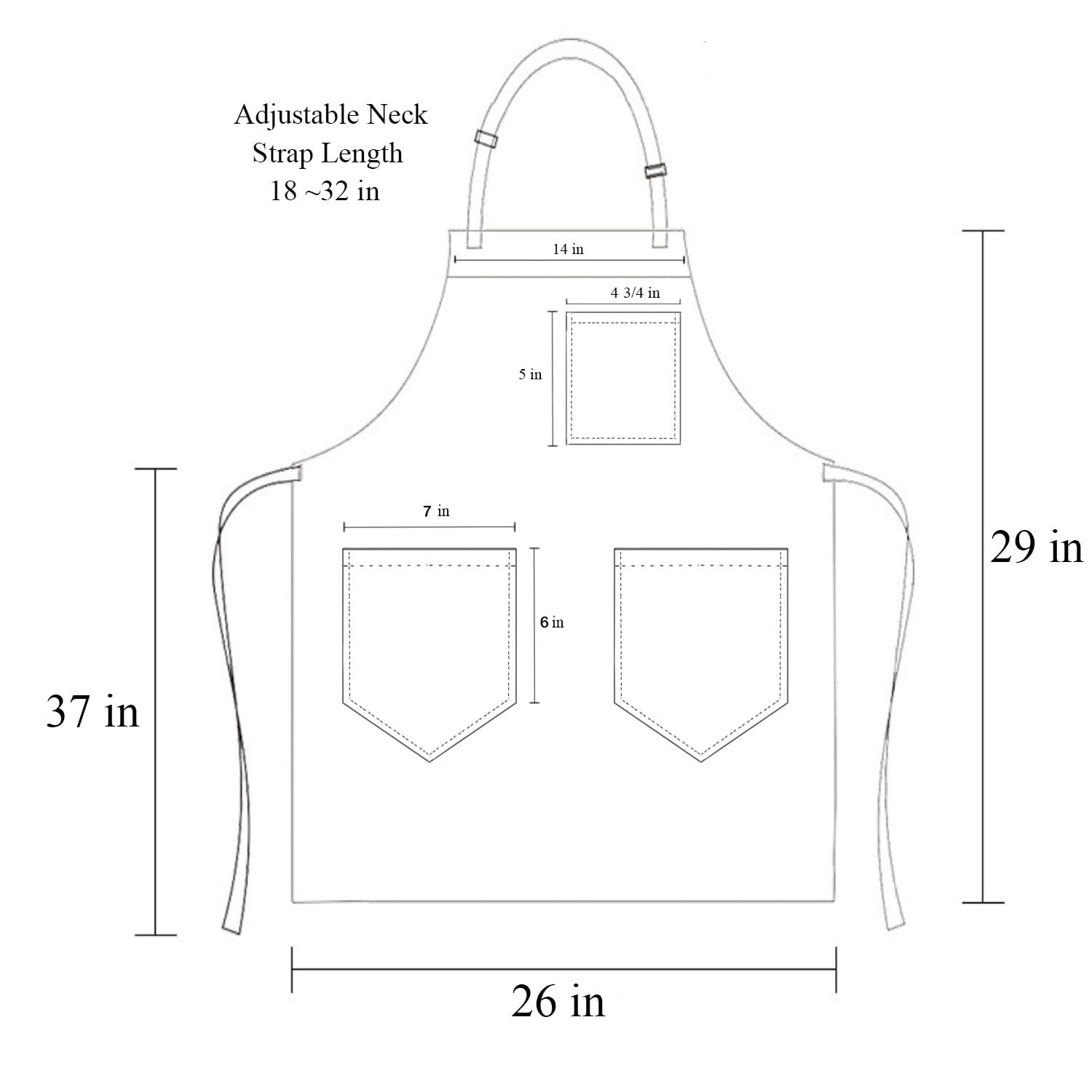 DCCPAA Professional Cooking Apron Chef Designed for Kitchen BBQ Grill,Chef, Hobby and Workshop -10 OZ 100% Cotton twill for Women and Men Bib Adjustable Straps with 3 Pockets-white