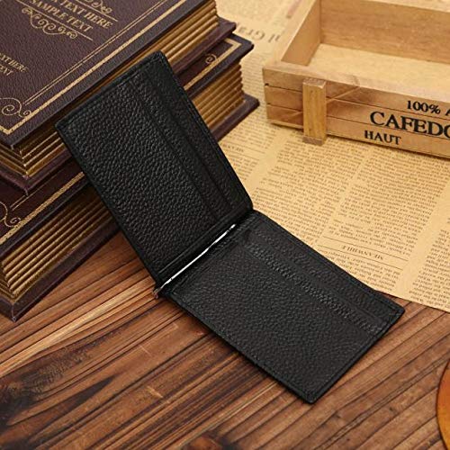 Card Wallets for Women Men's Card Slim Leather Holder Bifold Money Ultra Clip Credit Wallet Mini (Black, One Size)