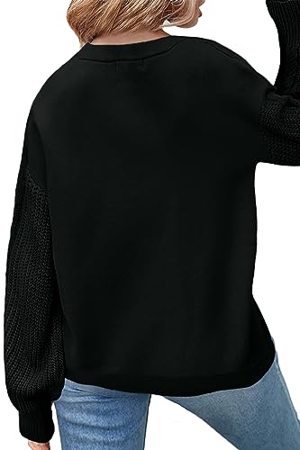 INFULEIMU Girls Sweaters Crewneck Long Sleeve Kids Christmas Sweater Winter Knit Chunky Pullover Jumper 5-14 Black