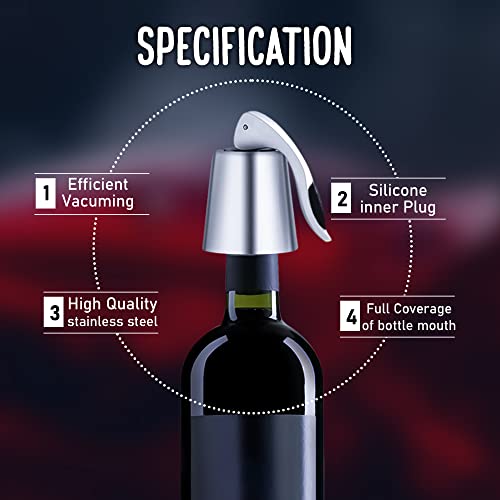 Corkscrew Wine Opener with Wine Aerator Pourer Spout and Stainless Steel Bottle Stopper, 3 Piece Wine Preserver and Accessories Set for Home Bar, Cork Remover and Stopper To Keep Wine Fresh