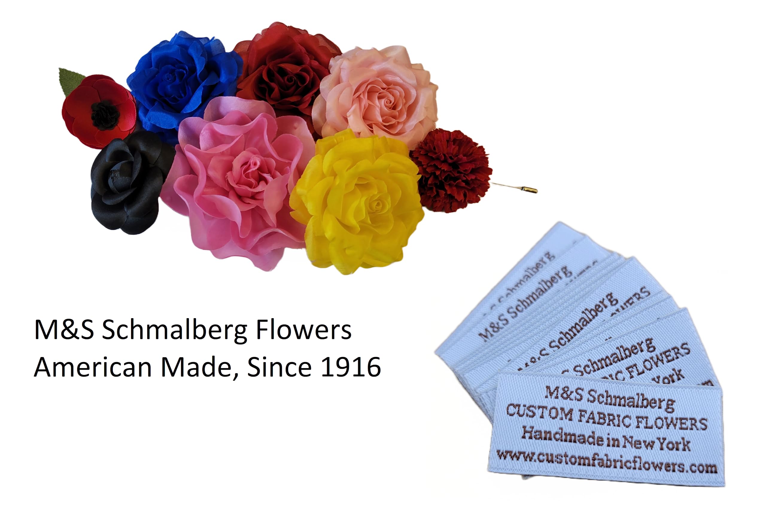 M&S Schmalberg Silk Rose Fabric Flower Pin Brooch - Hand-made in New York's Garment Center (American Made) (Pink Silk)