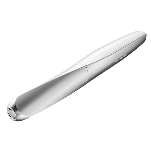 Pelikan Twist Fountain Pen with 1 Ink Cartridge, Medium Nib, Silver, Boxed (947101)