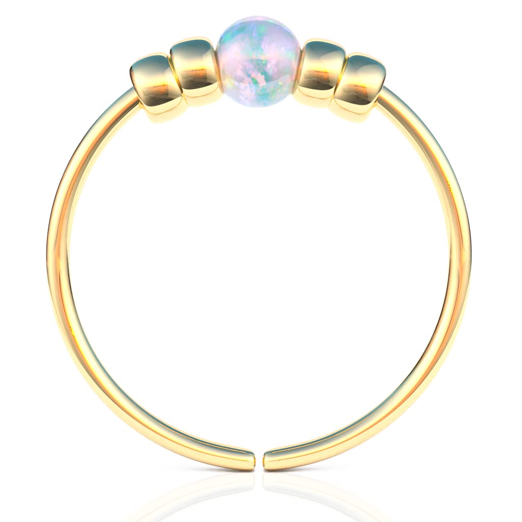 Opal nose ring - Thin 14k Gold Filled Tiny White Opal Nose piercing Hoop - 2 mm White Opal piercing Nose Hoop - 24 gauge very Thin Nose Hoop Tiny Piercings Nose Rings hoop - Delicate nose ring