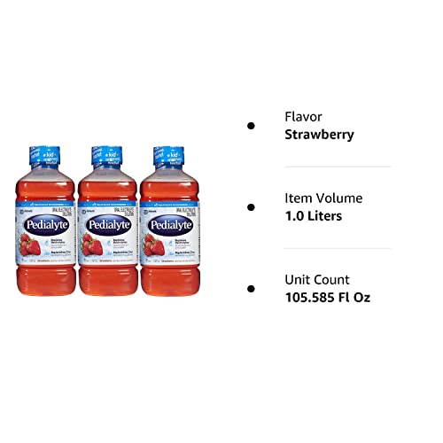 Pedialyte Oral Electrolyte Solution - Strawberry - 1 lt (Strawberry, 3 pack)