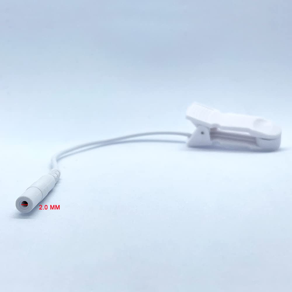 Ear Clip Electrode Lead Wires, 2.0mm Pin Snap Connection Compatible with Most TENS EMS Units, 4Pcs