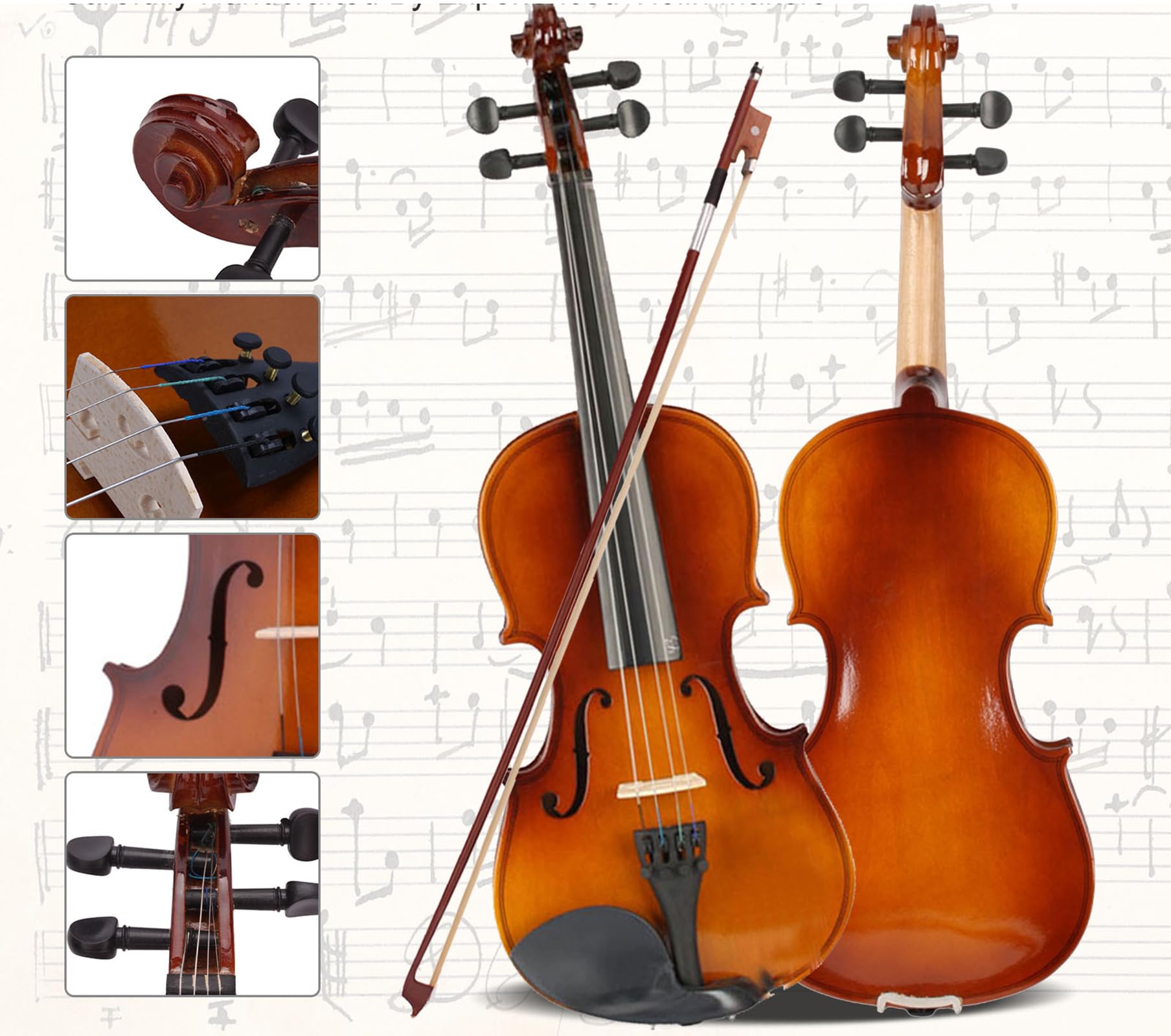 BELANITAS Kids Violin for Beginners Full Size Violin for Kids Ages 9-12 Kids 4/4 Violin Fiddle Kids Violin Beginner with Hard Case, Bow and Rosin, Student Violin, Natural