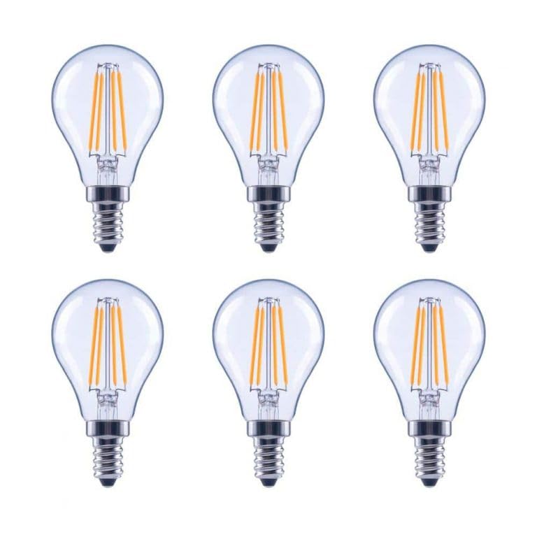 EcoSmart A15 LED Light Bulbs | Clear | Vintage Filament | 700 Lumens | 60W Equivalent | Candelabra E12 Base | Dimmable | Soft White (2700K) | Ideal for Ceiling Fans | 6-Pack