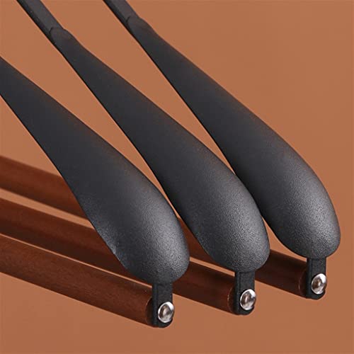 N/A Iron Wood Hanger Wooden Metal Set Household Iron Wide Shoulder Hanger Beech Wardrobe Clothes Hanger (Color : Black, Size : 45x25.5cm)