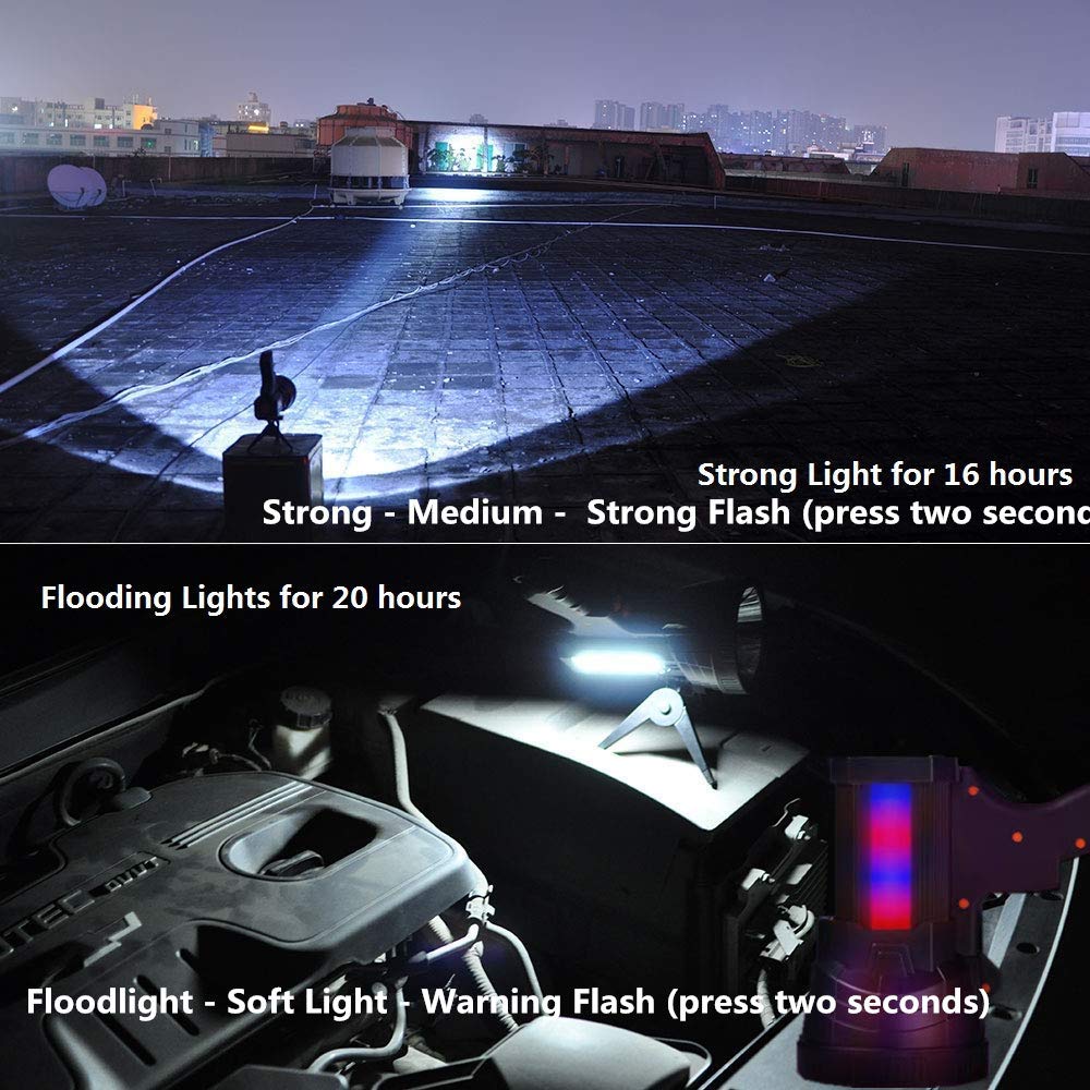 BIGSUN Rechargeable Spotlight, High Lumens 1000,000 LED Flashlight with Multi-Purpose Floodlamp, Built-in 10800mAh Battery Pack, Outdoor Handheld spot Light, for Farm, Hunting,Camping, Car, Boat