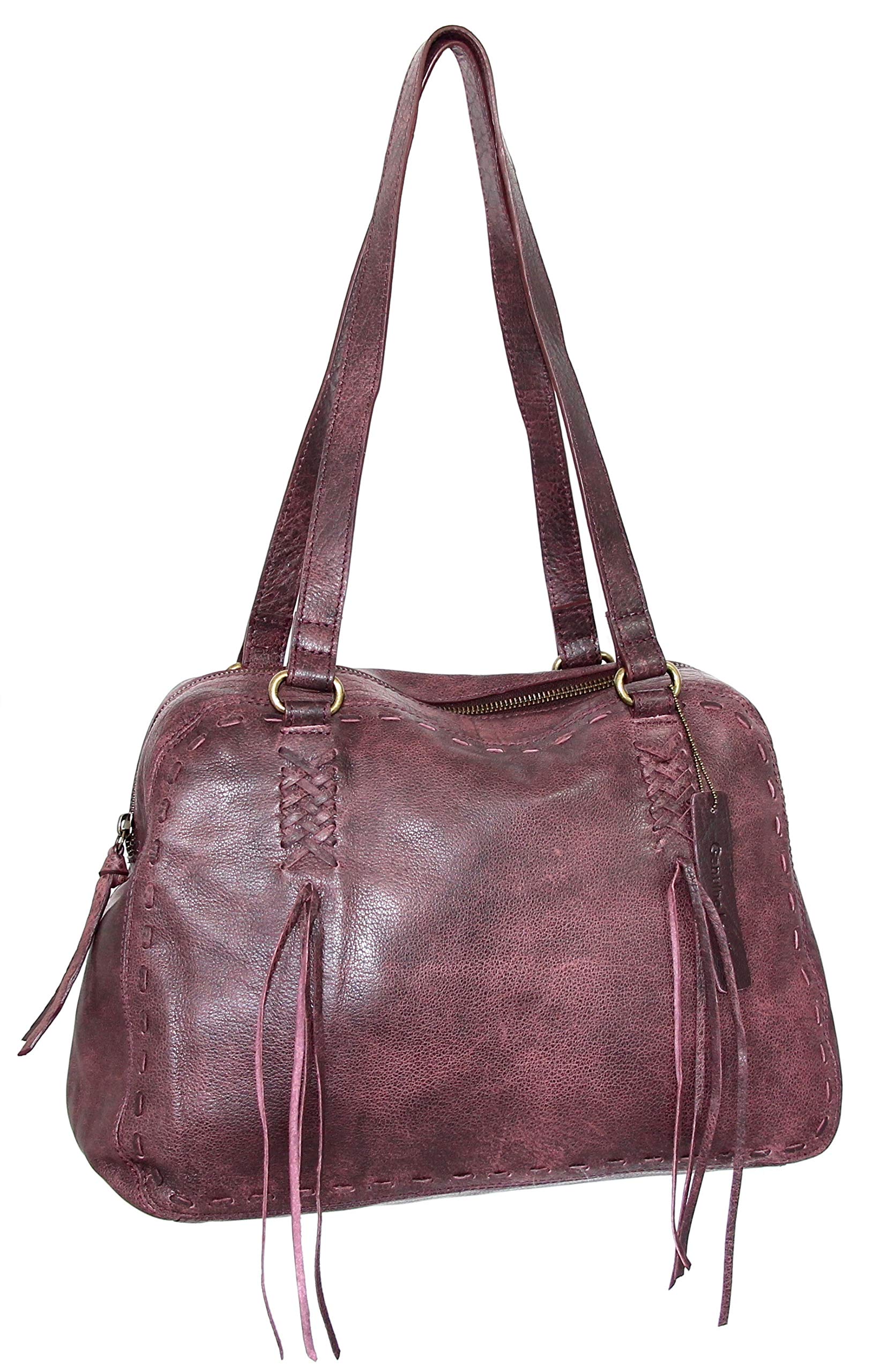 Yara Leather Bowler Bag (Burgundy)