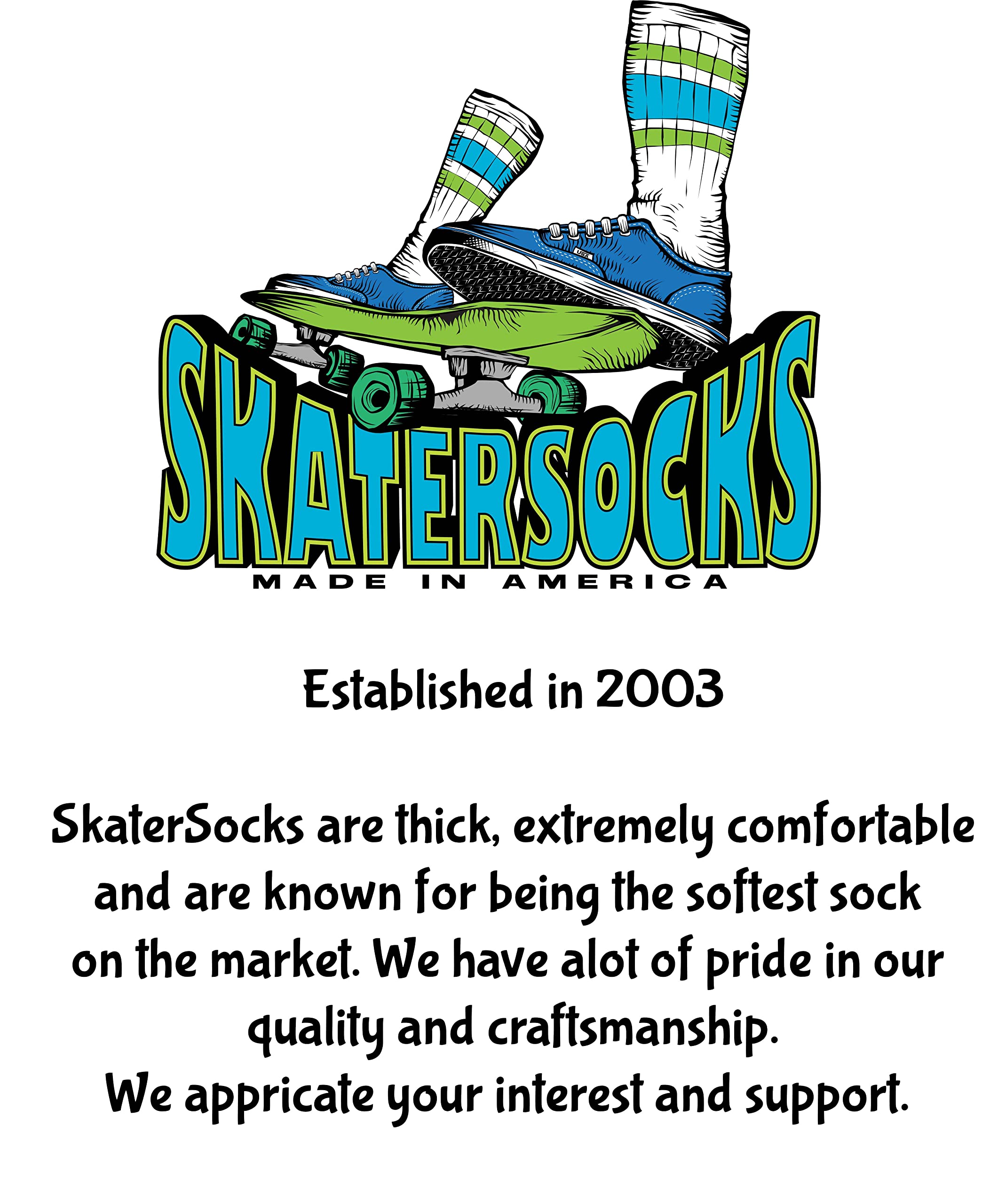 SKATERSOCKS 19" Mid calf White tube socks with Royal Blue stripes style 3