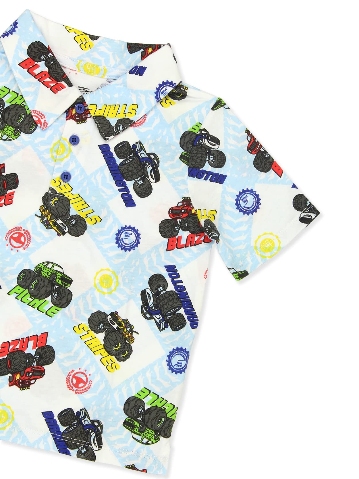 Blaze and The Monster Machines Boys Toddler Collared Short Sleeve Polo Tee Shirt (4T, White)