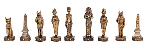 Pacific Giftware Ancient Egyptian God Kingdom Civil War Chess Set with Glass Board 17" x 17" -33PCS [Gold & Black] [Obelisk, Anubis, Bastet, King TUT, Nefertiti, Osiris]