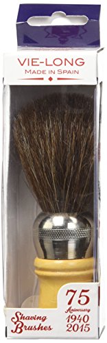 Vie-Long 04312 Professional Horse Hair Shaving Brush, Metal/Wooden Handle