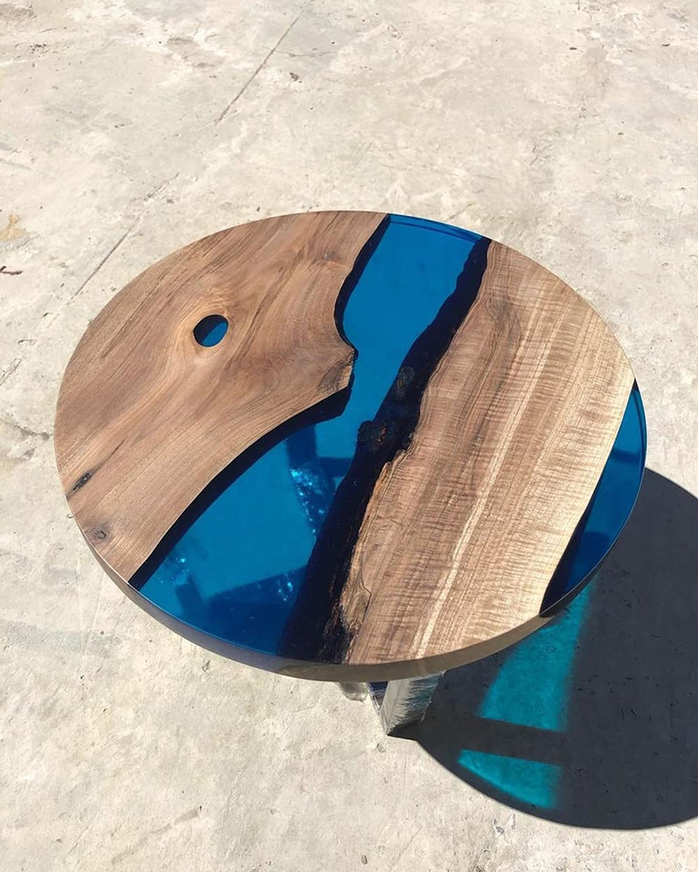 Epoxy Table, Live Edge Wooden Table, Epoxy Resin River Table, Natural Wood,Dining table, Natural Epoxy Table, Resin Table 54x54 inch