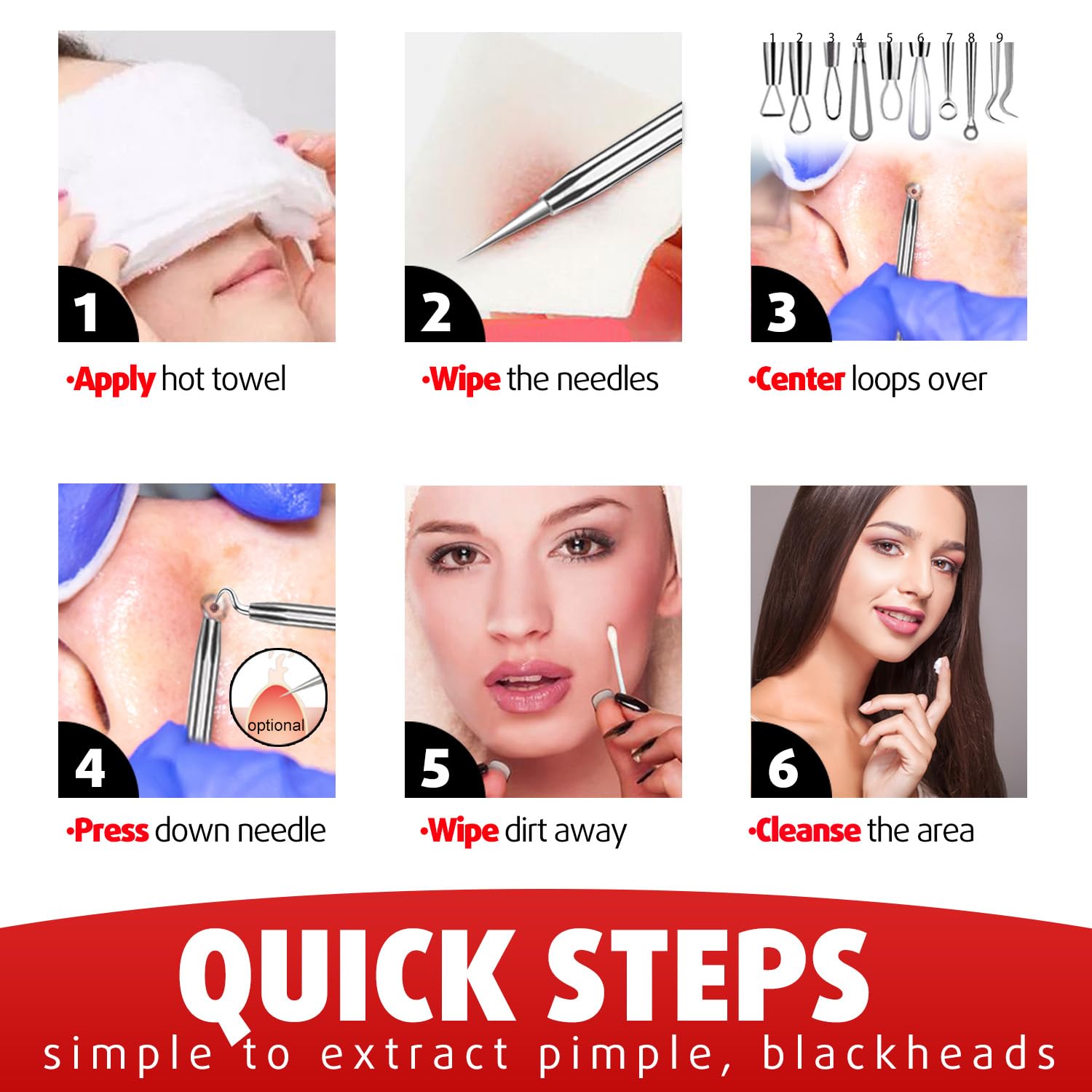 Cbiumpro Blackhead Remover Tools, Pimple Popper Tool Kit, Blackhead Extractor Tool, Zit Popper Tool, Professional Pimple Extractor Tool for Blackhead, Acne, Whitehead, Comedone on Nose - with Case