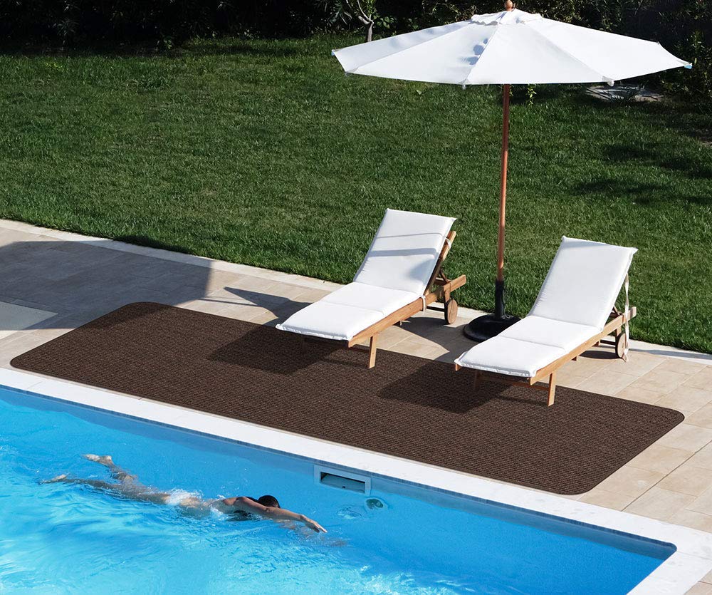 House, Home and More Indoor Outdoor Double-Ribbed Carpet Runner with Skid-Resistant Rubber Backing - Bittersweet Brown - 3 Feet x 10 Feet