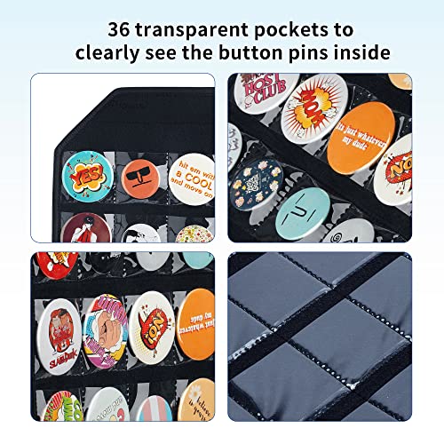 PACMAXI Wall Hanging Pin Organizer Display Storage Stand, Enamel Pin Display Holder,hold Up To 36 Pins (Black)