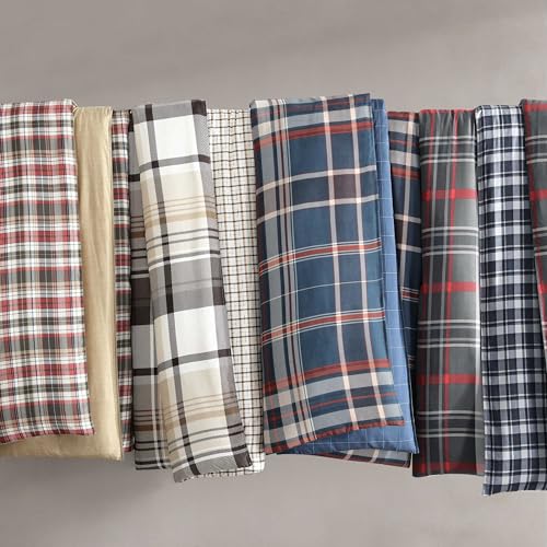Eddie Bauer - Queen Duvet Cover, Reversible Bedding Set with Matching Shams, Cozy Home Decor (Willow Plaid Grey, Queen)