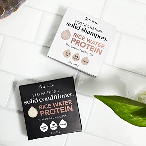 Kitsch Rice Bar Shampoo and Conditioner Bar for Hair Growth | Rice Shampoo Bar & Conditioner Bar for Strengthening, Cleansing & Moisturizing | Vegan Rice Water Shampoo Bar & Conditioner Soap, 2pc Set