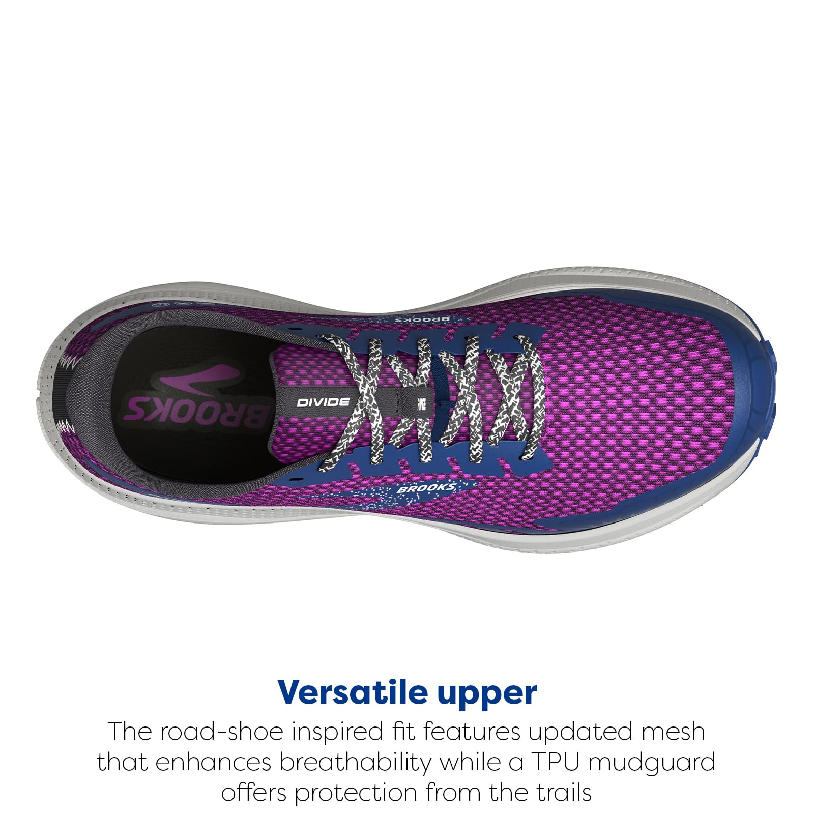 Brooks Women’s Divide 4 Trail Running Shoe - Purple/Navy/Oyster - 9.5 Medium