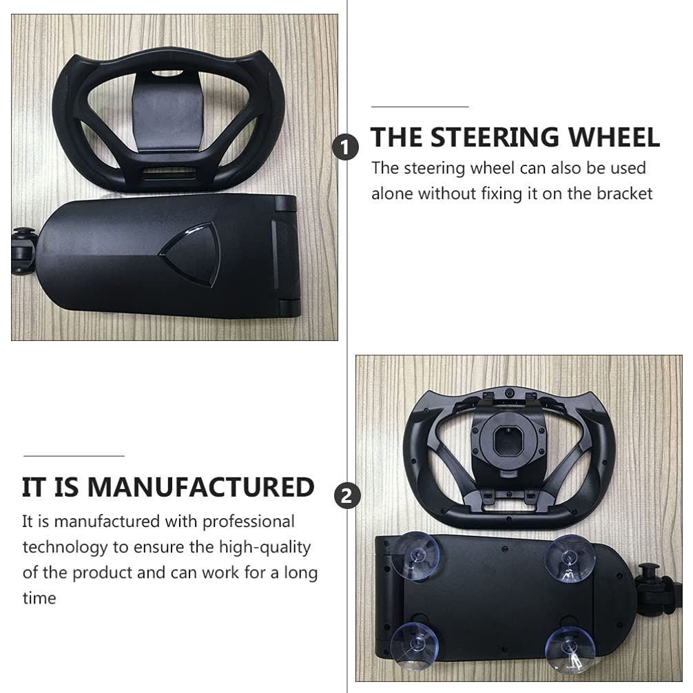 OSALADI Game Racing Wheel Simulator Handle Portable Racing Steering Wheel Stand with 4 Suction Cups Plastic Steering Wheel Compatible with Xbox Series, PC Gaming, Black