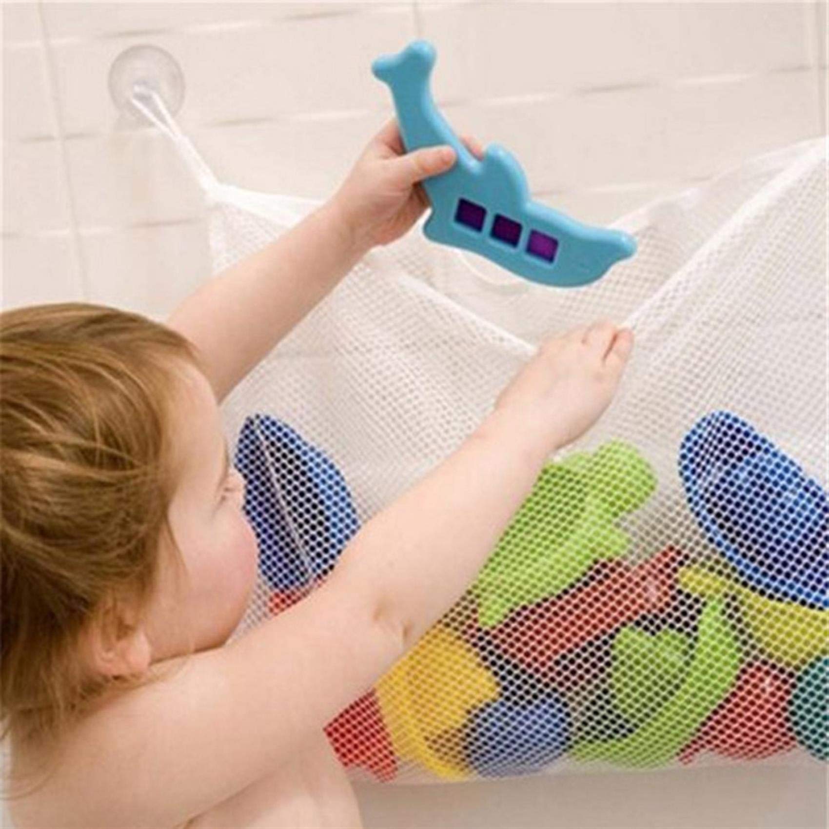 DAMAJI Bath Toy Storage for Tub, Corner Bathtub Toy Holder Organizer,Bath Net for Tub Toys, Baby Bathroom Shower Caddy Mesh Bag (36 * 37cm)