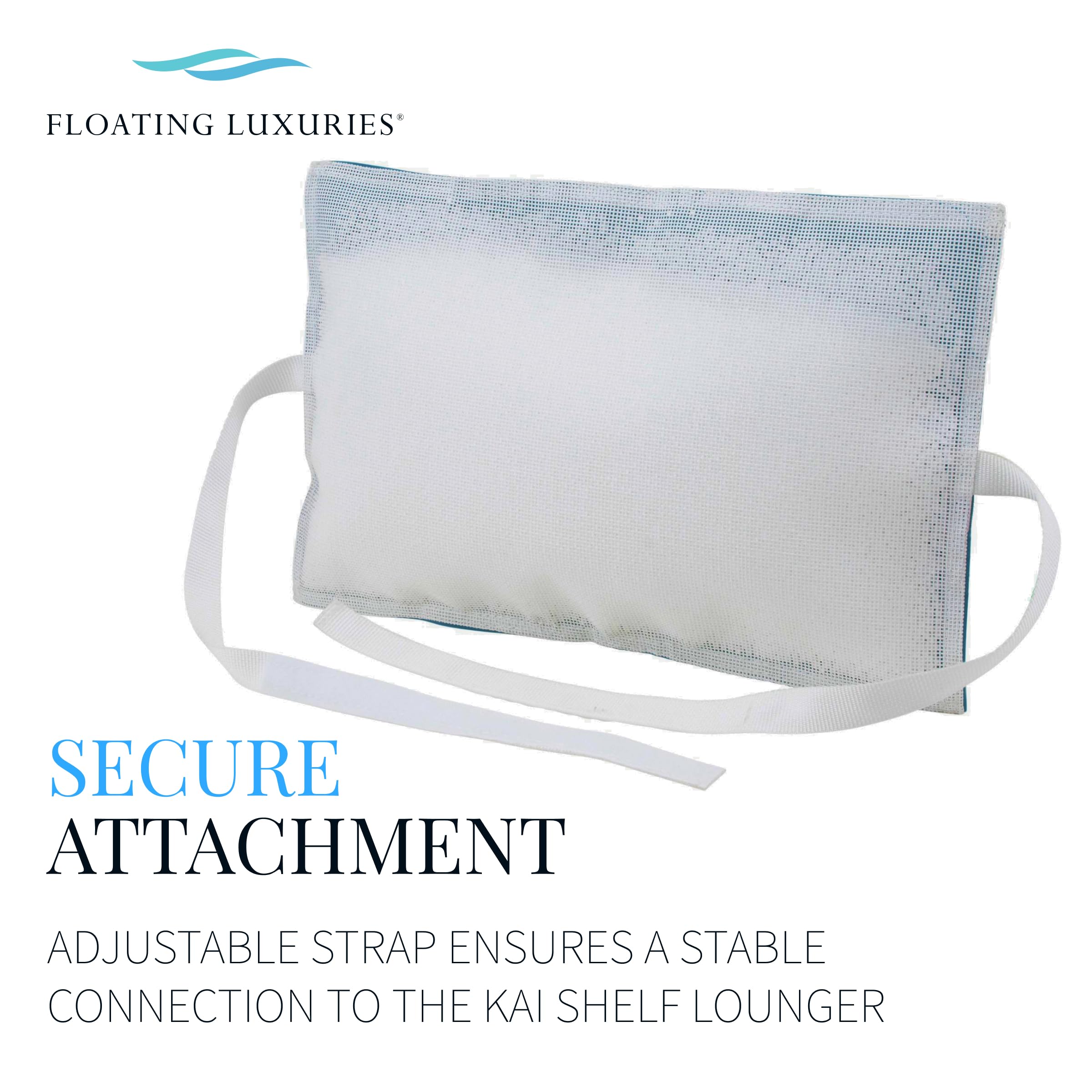 Floating Luxuries Kai Shelf Lounger Resort Pillow, Resort-Like Comfort, Pool Accessories, Adjustable Velcro Strap, Set of Two, Pacific Blue