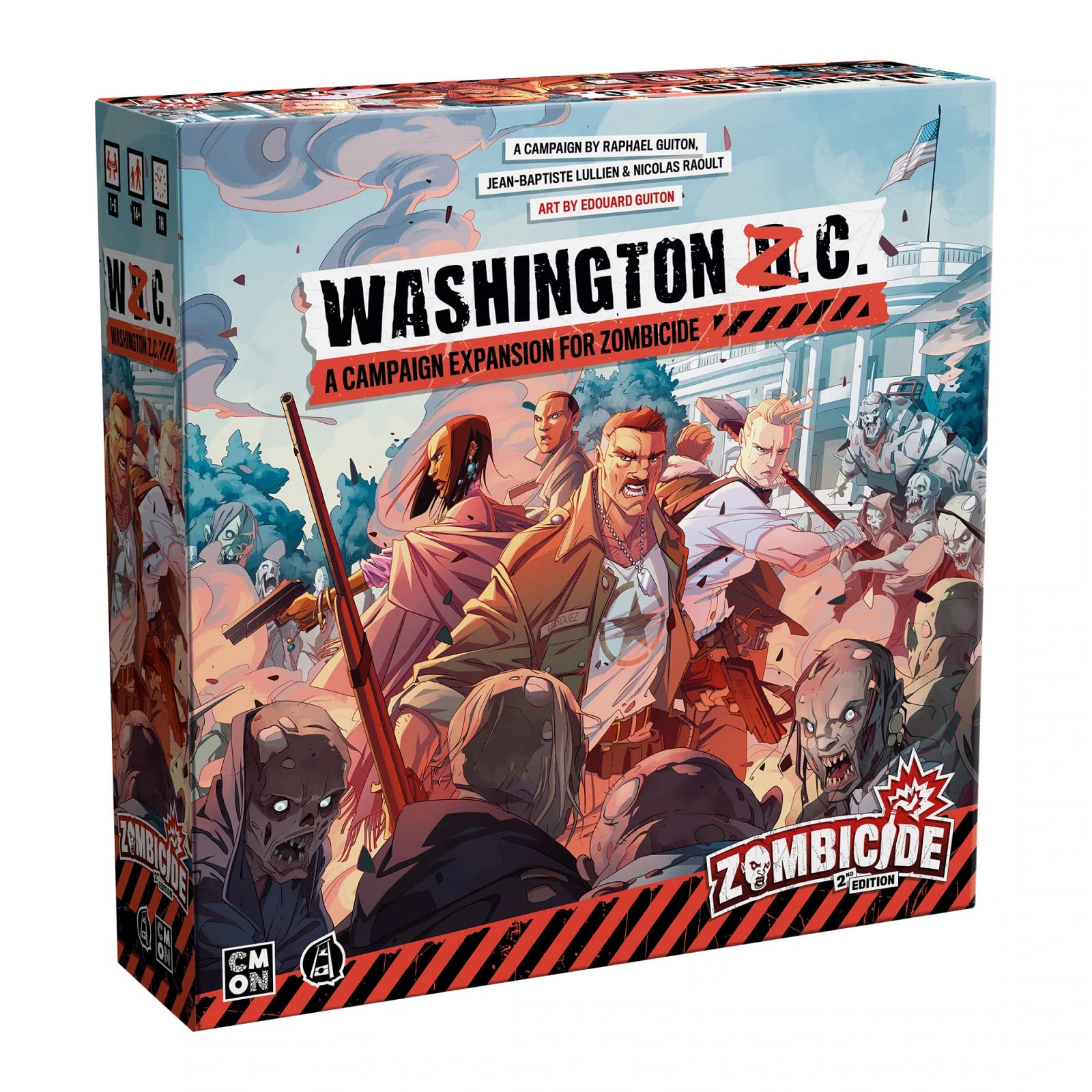 Zombicide 2nd Edition Washington Z.C. Board Game Expansion - New Campaign & Night Mode Challenges! Cooperative Tabletop Miniatures Strategy Game, Ages 14+, 1-6 Players, 1 Hour Playtime, Made by CMON