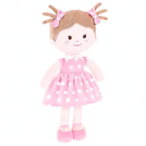 Onetoo Plush Rag Doll Sleeping Cuddle Buddy Doll Soft Baby Doll for Girls First Baby Doll Wear Pink Skirt Dress 14"(Milly Series)